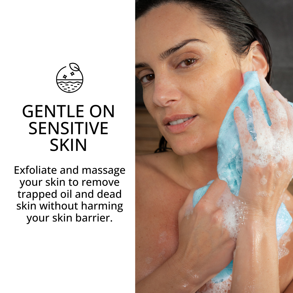 Sima Japanese Exfoliating Shower Towel – Ocean Blue – Simabrand