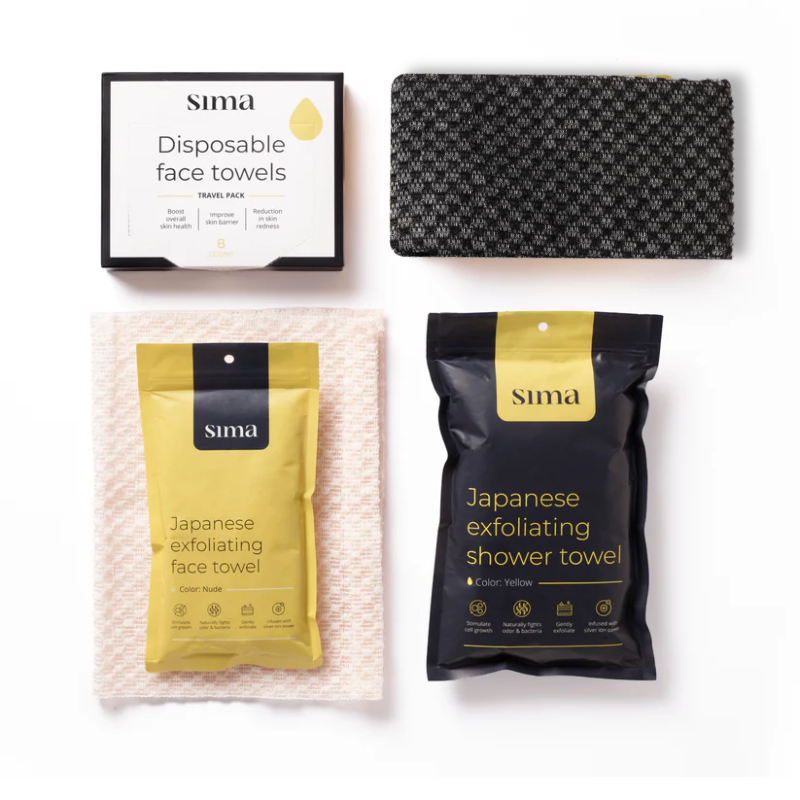 Exfoliating Towel Set for Summer – Sima Skincare Kit – Simabrand